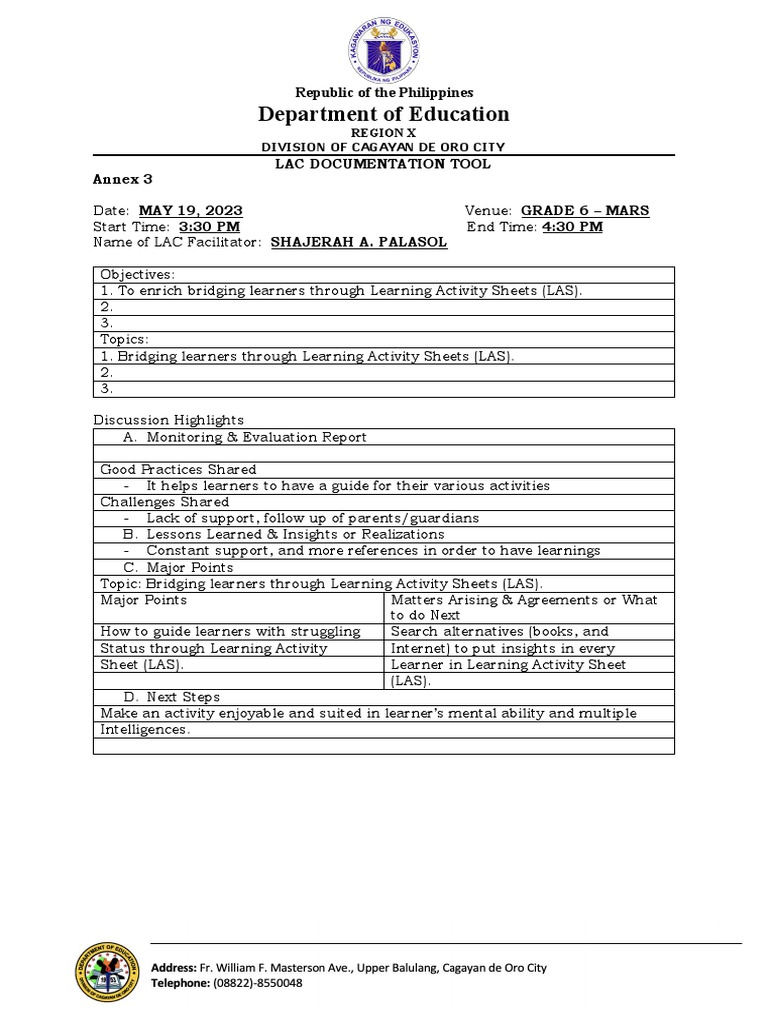 LAC-Documentation-Tool (1) | PDF