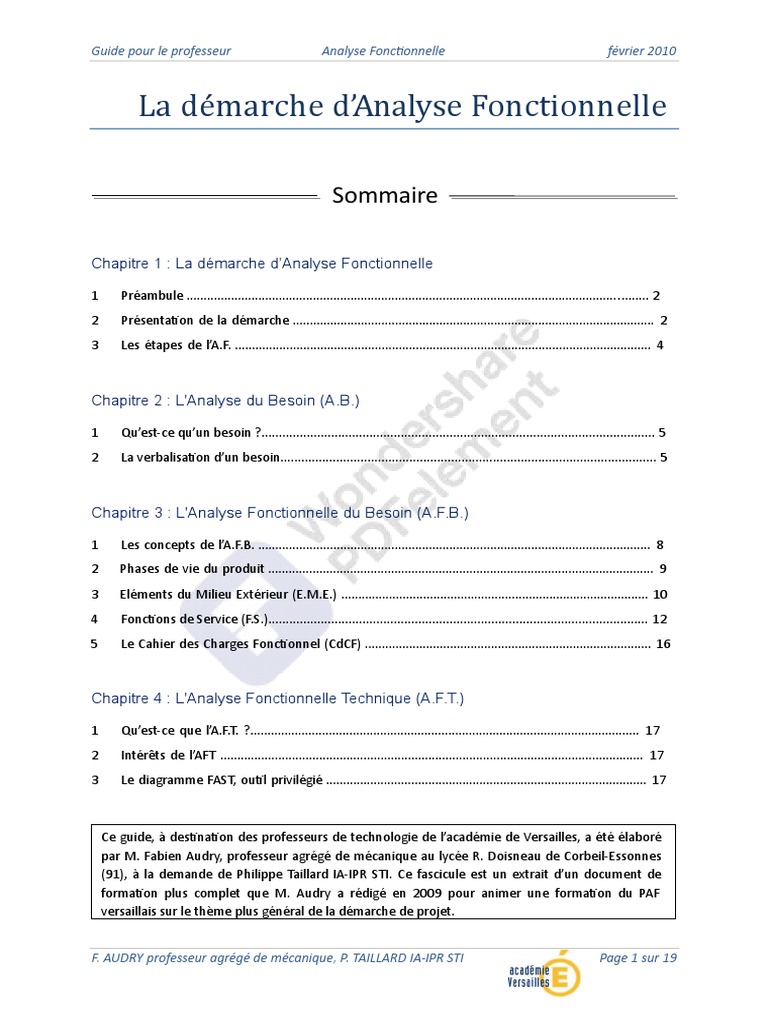 Démarche Analyse Fonctionnelle | PDF