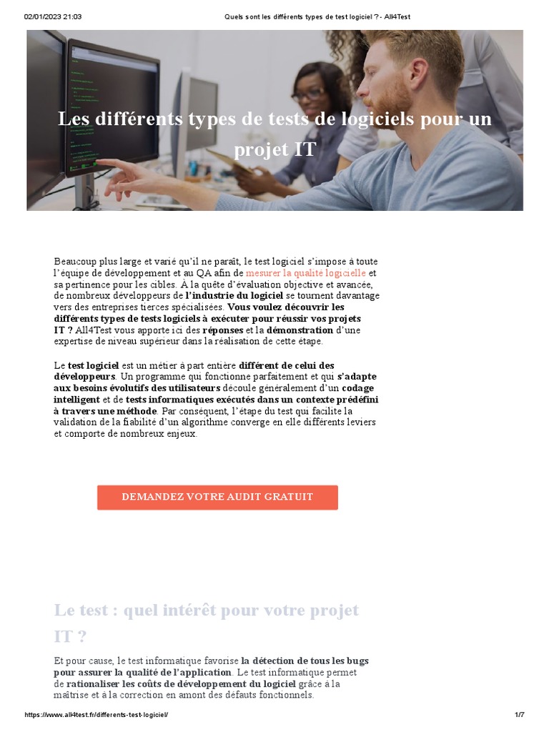Quels Sont Les Différents Types de Test Logiciel - All4Test | PDF