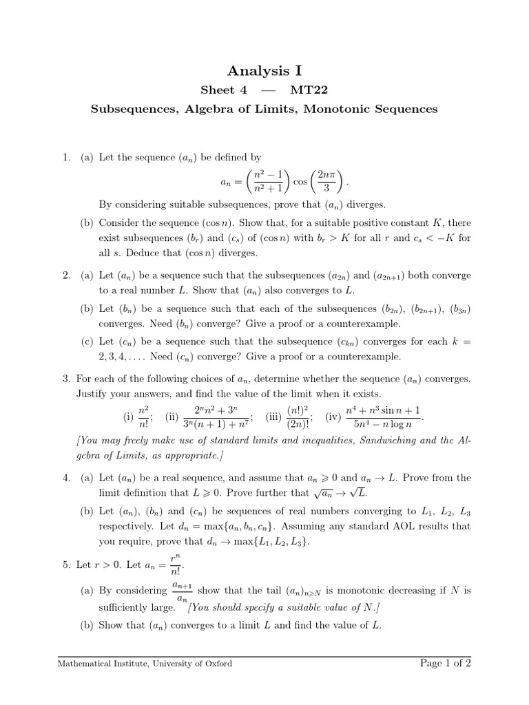 AnalysisI Sheet4 | PDF