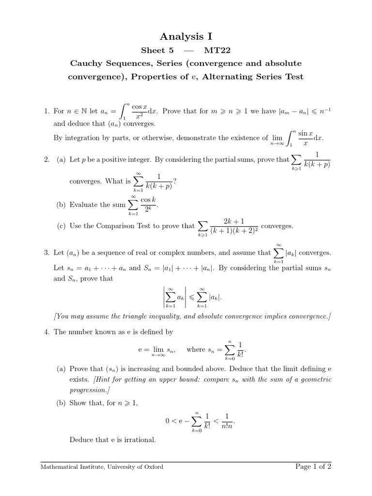 AnalysisI Sheet5 | PDF | Limit (Mathematics) | Mathematical Relations