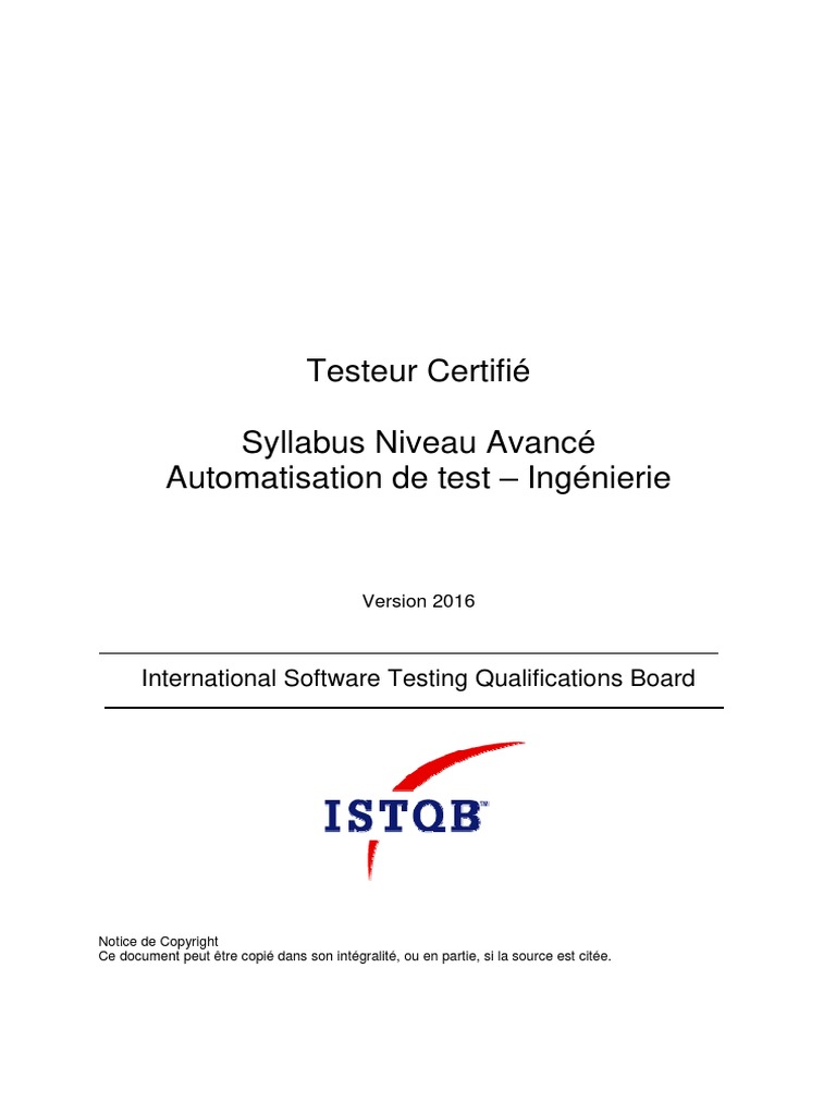 Syllabus ISTQB-CTAL-TAE-FR-2016 | PDF