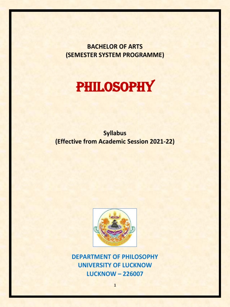 Philosophy Syllabus | PDF | Logic | Indian Philosophy