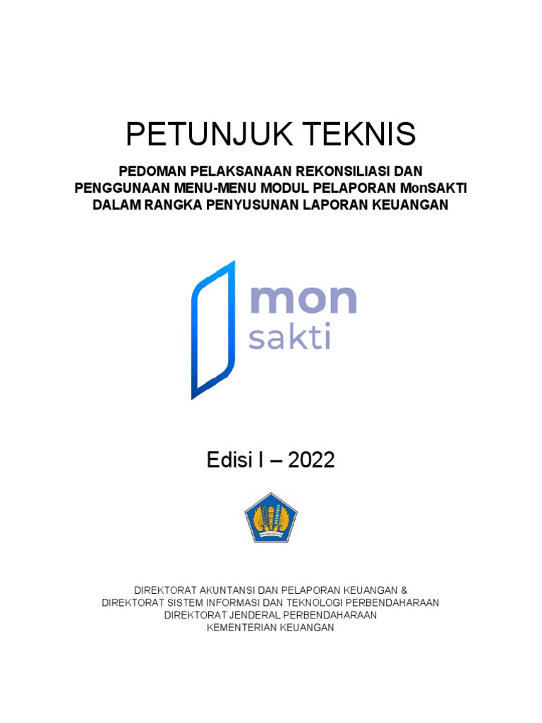 Juknis Rekonsiliasi Melalui MonSAKTI & Menu Lain | PDF