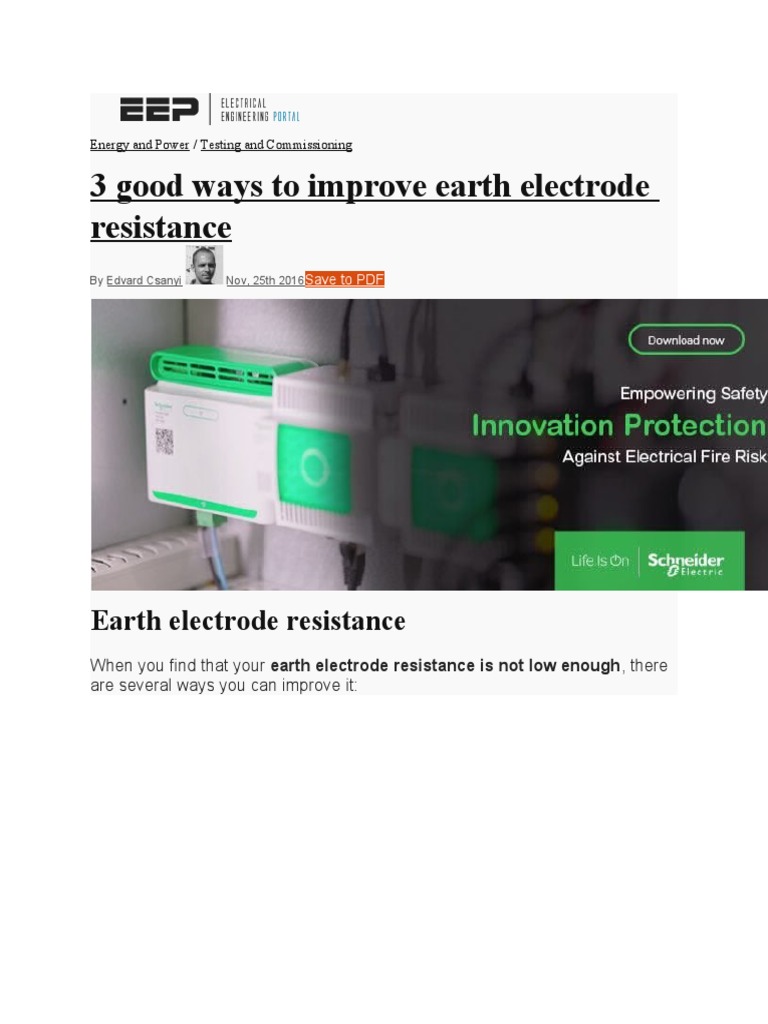 Improving Earth Electrode Resistance | PDF | Soil | Electrical ...