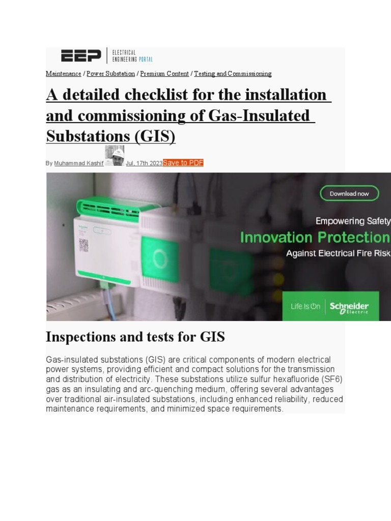 GIS Substation Inspection Checklist | PDF | Electrical Substation | Switch