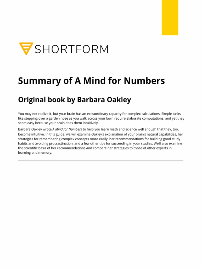 Summary - A Mind For Numbers | PDF