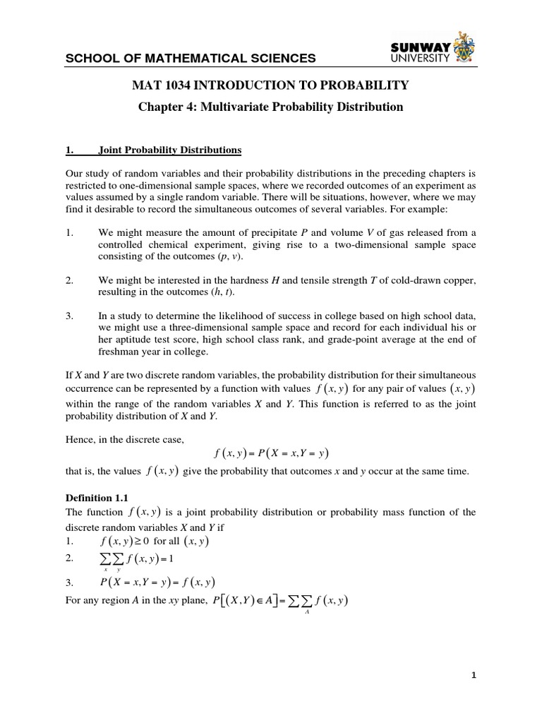 Chapter 4 - Multivariate Probability Distribution | PDF