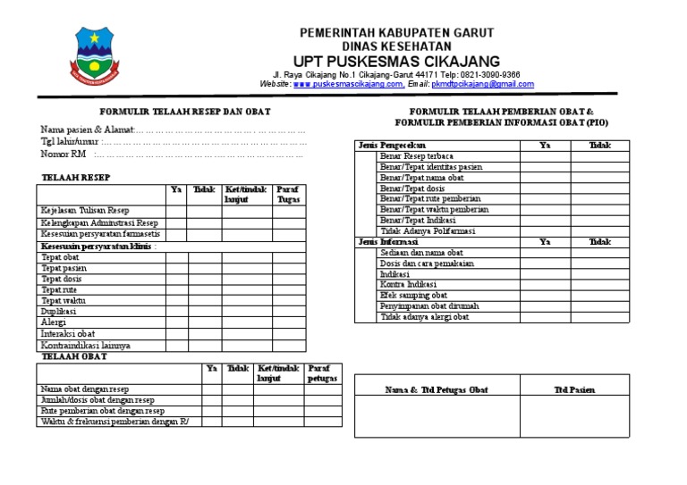 Formulir Telaah Resep dan Obat | PDF
