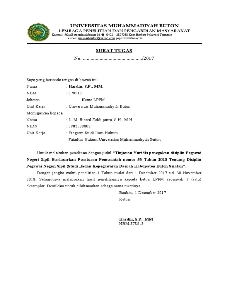 SURAT TUGAS LPPM | PDF