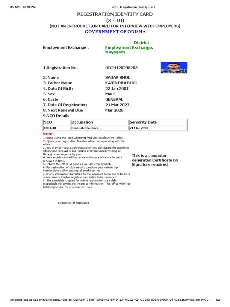 X-10_ Registration Identity Card | PDF | Access Control | Authentication