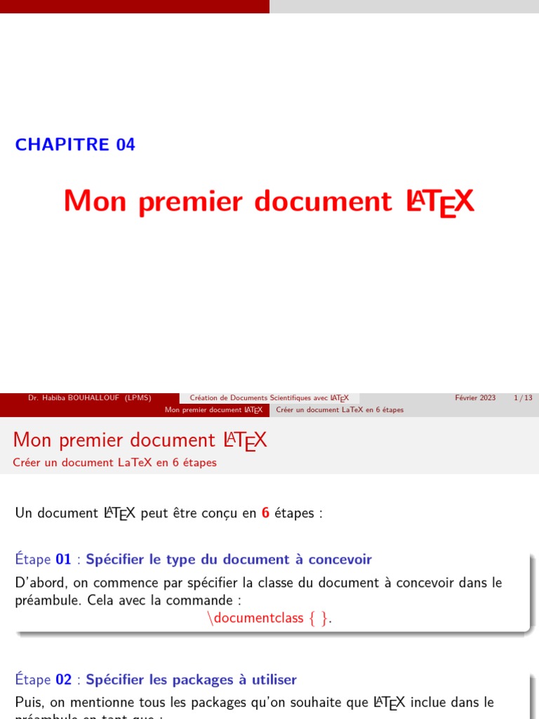 Chapitre 04 - Mon Premier Document Latex | PDF