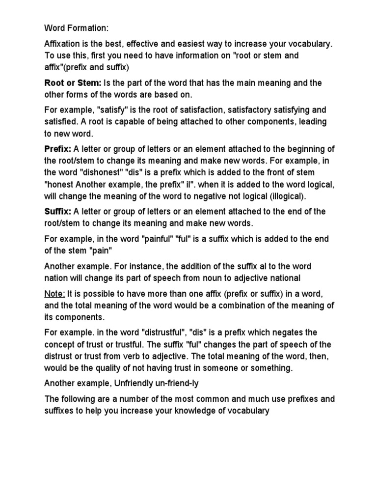 Word Formation | PDF | Word | Linguistic Morphology