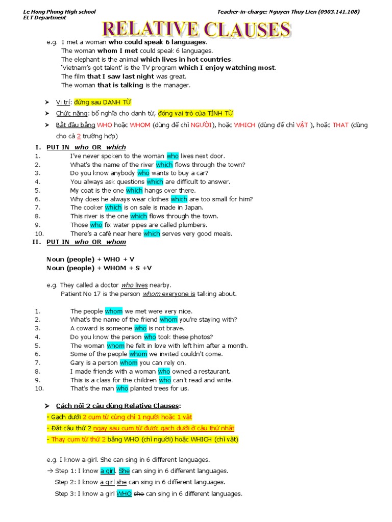 RELATIVE CLAUSE 3 (BASIC) (Online Version) | PDF | Linguistics