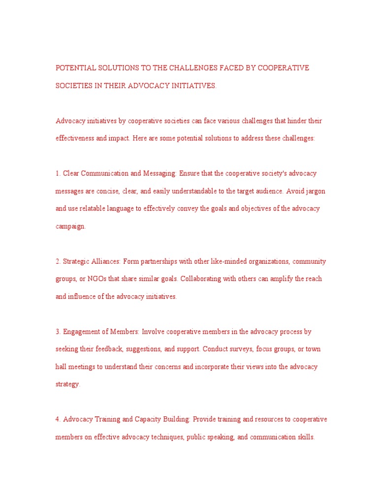 Potential Solutions To The Challenges Faced by Cooperative Societies in ...