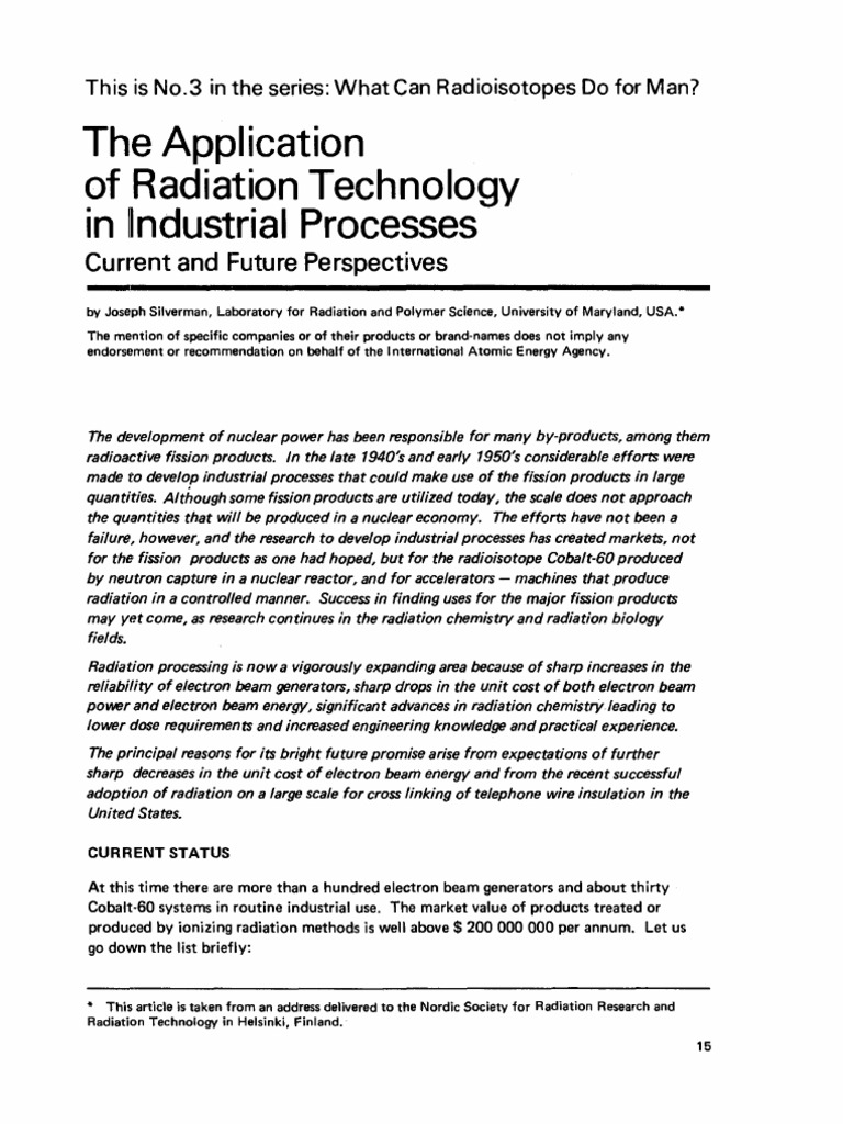 Industrial Applications of Radiation Technology | PDF | Ionizing ...