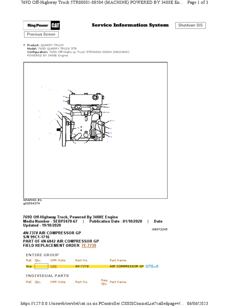 4N-7378 Air Compressor GP | PDF
