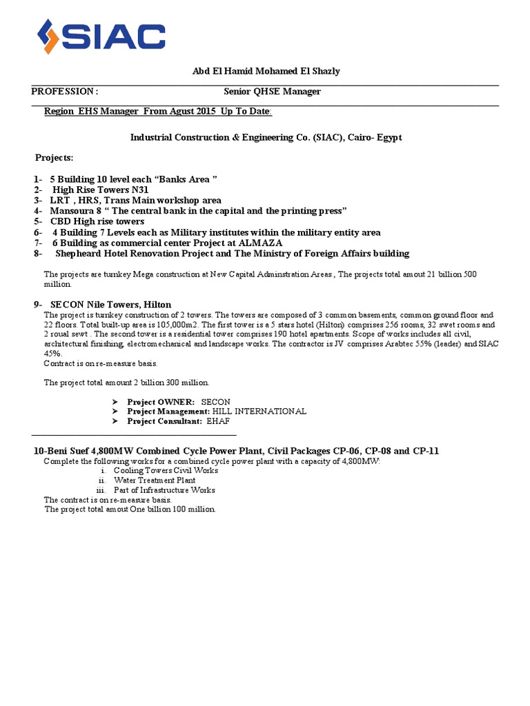 Abd El Hamid Mohamed El Shazly SIAC | PDF | Occupational Safety And Health | Safety