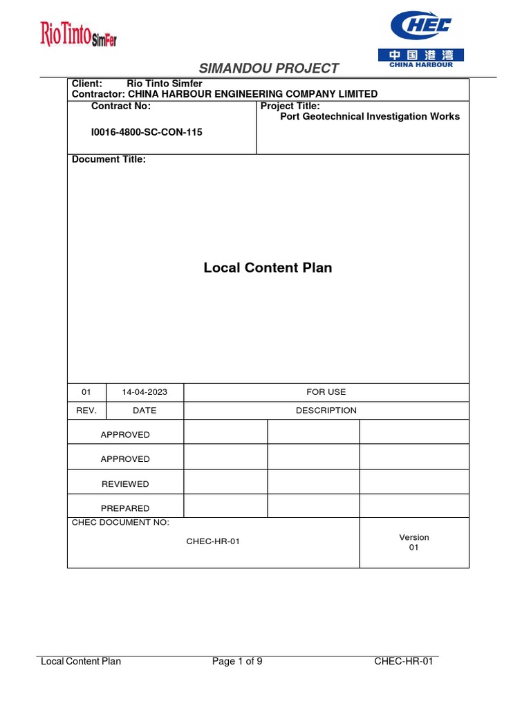 Simandou Local Content Strategy Plan | PDF | Business