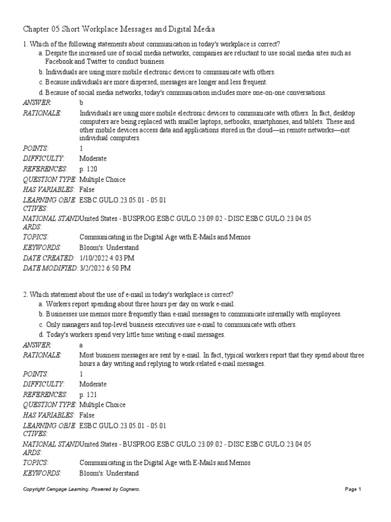 Chapter 05 Short Workplace Messages and Digital Media | PDF | Social Media | Popular Culture ...