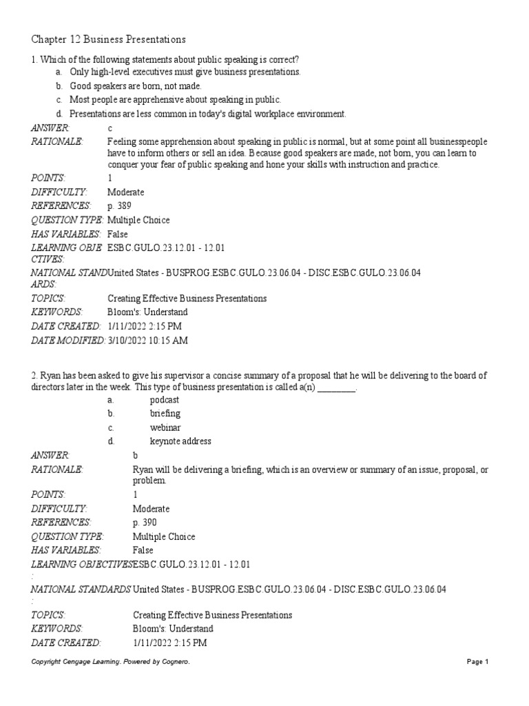 Chapter 12 Business Presentations | PDF