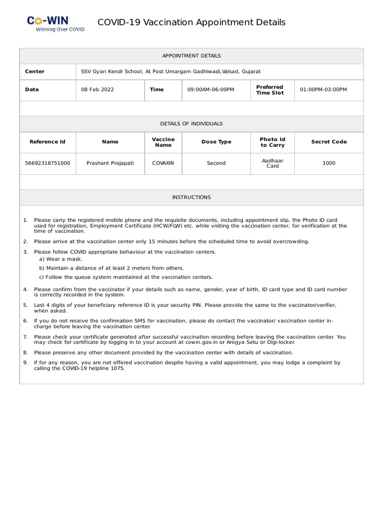 Appointment Slip | PDF