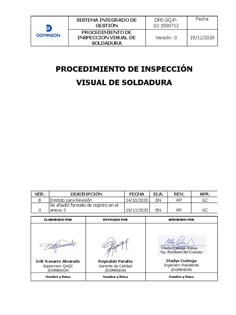 DPE-GQ-P-02.1500712 - 0 Procedimiento de Inspeccion Visual de Soldadura ...