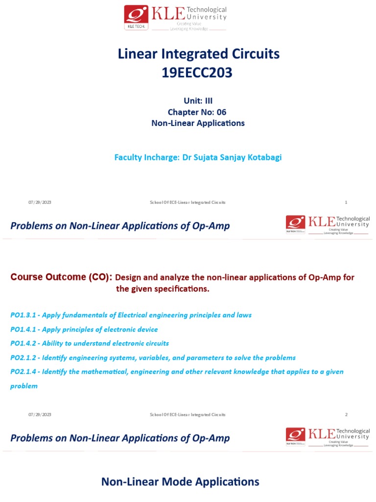 Ch06 Non Linear Applications Op Amp - Problems | PDF