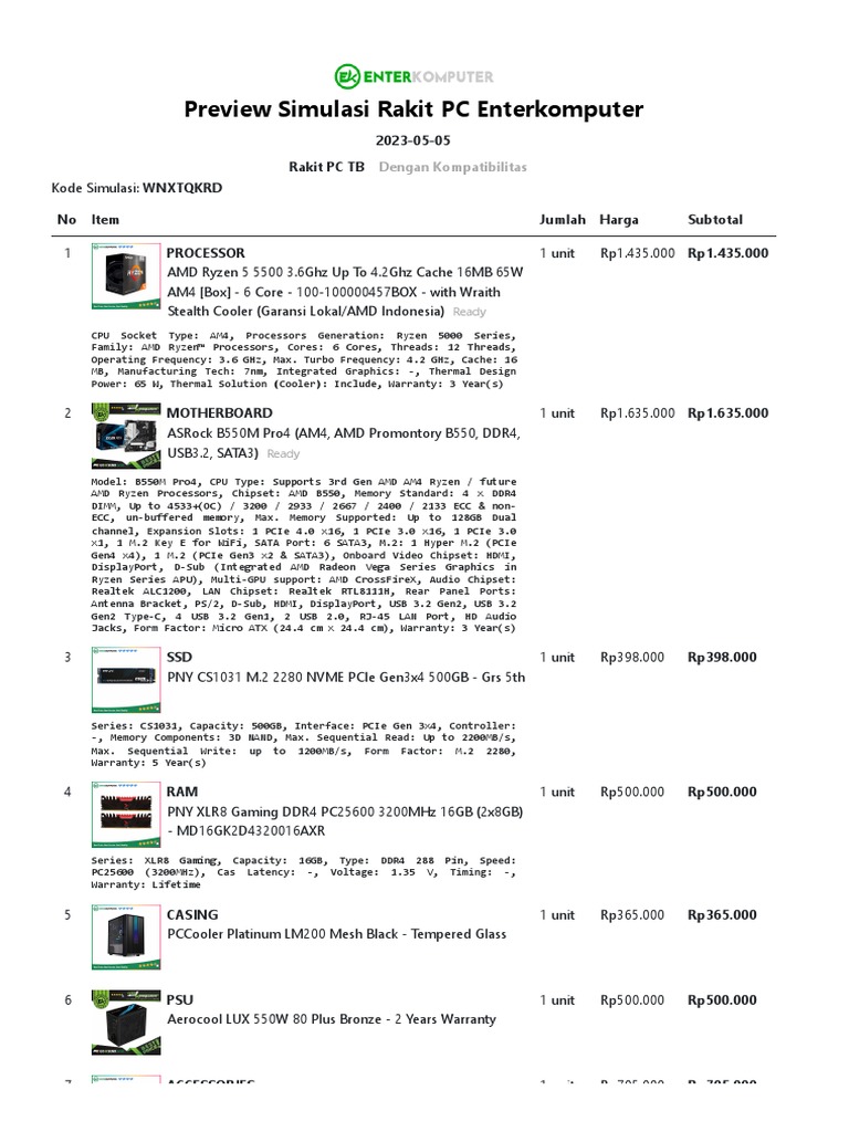 Simulasi - Rakit PC TB - Enterkomputer Jual Beli Online Komputer, Rakit ...