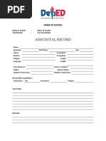 Sample Anecdotal Record (Template) | PDF