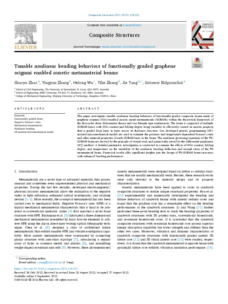 Tunable Nonlinear Bending Behaviors of Functionally Graded Graphene ...