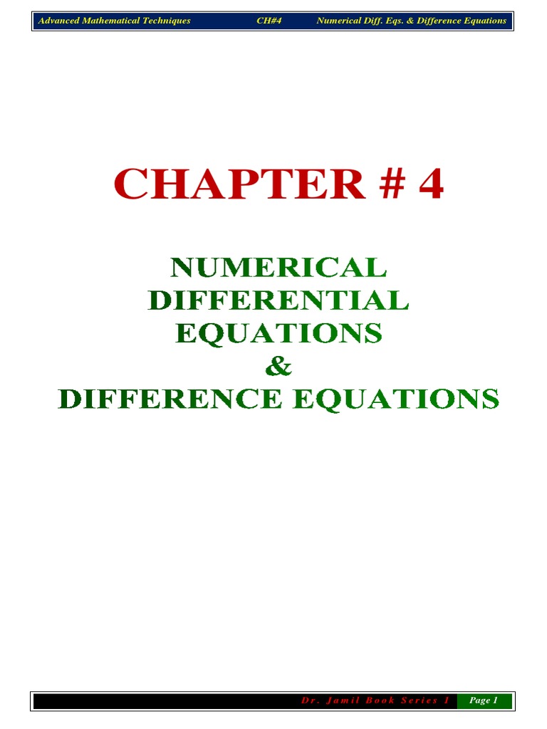 CH#4 Numerica Differential Equations and Difference Equations | PDF | Equations | Differential ...