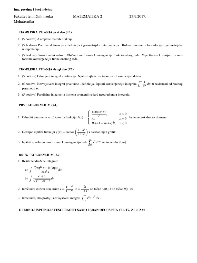 Matematika Sa Ispita | PDF