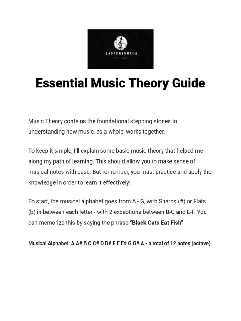 Essential Music Theory Guide 1 | PDF | Scale (Music) | Chord (Music)