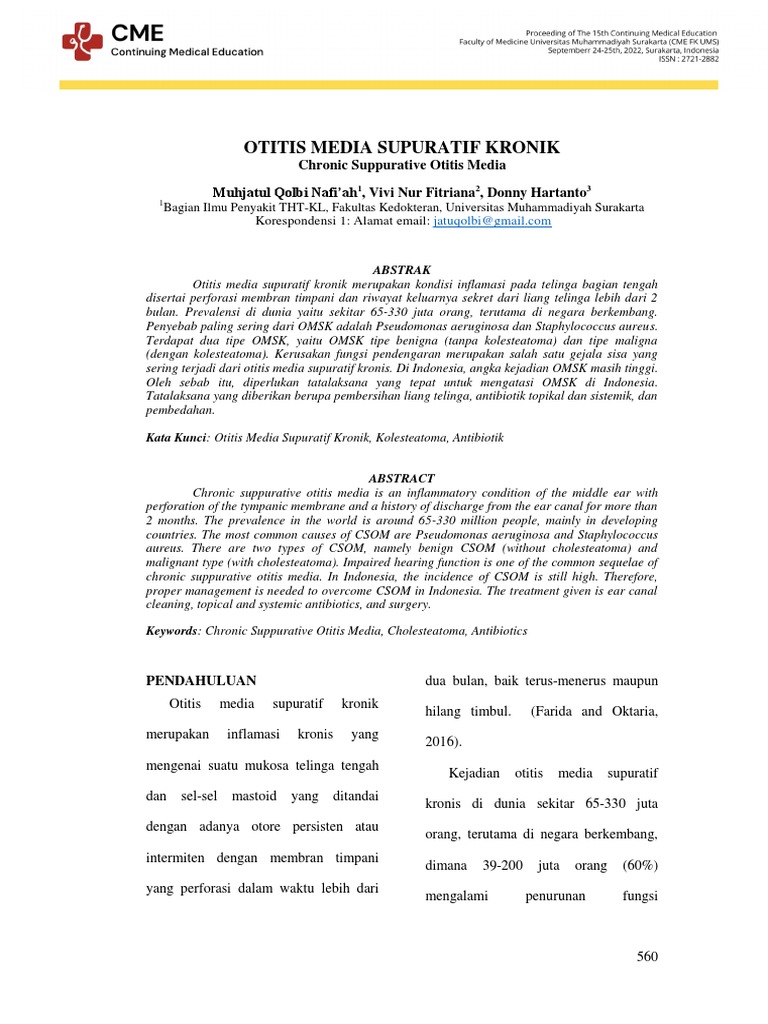 Otitis Media Supuratif Kronik | PDF