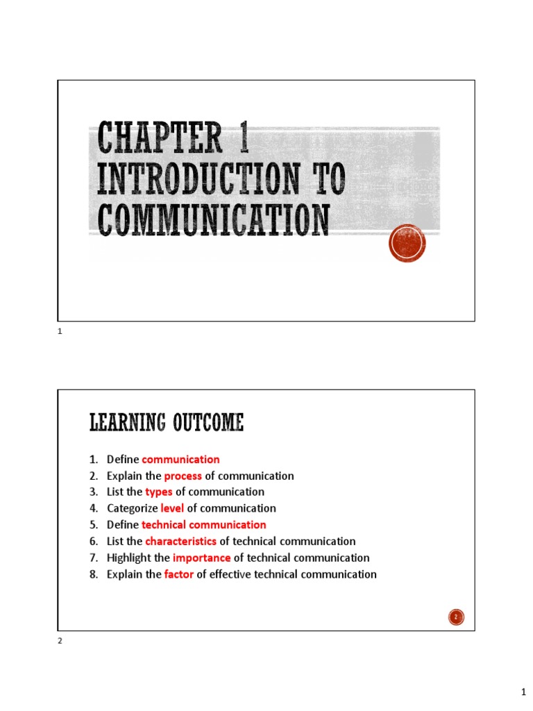 Chapter 1 Introduction To Communication | PDF