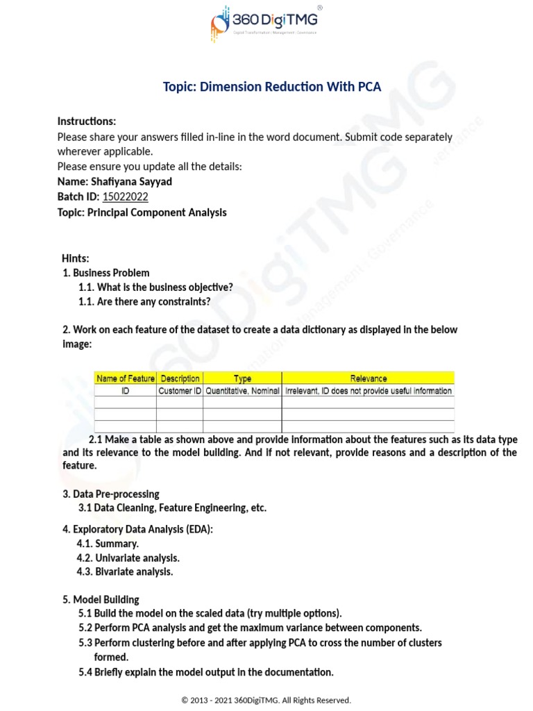 PCA Problem Statement With Answer | PDF | Principal Component Analysis | Cybernetics