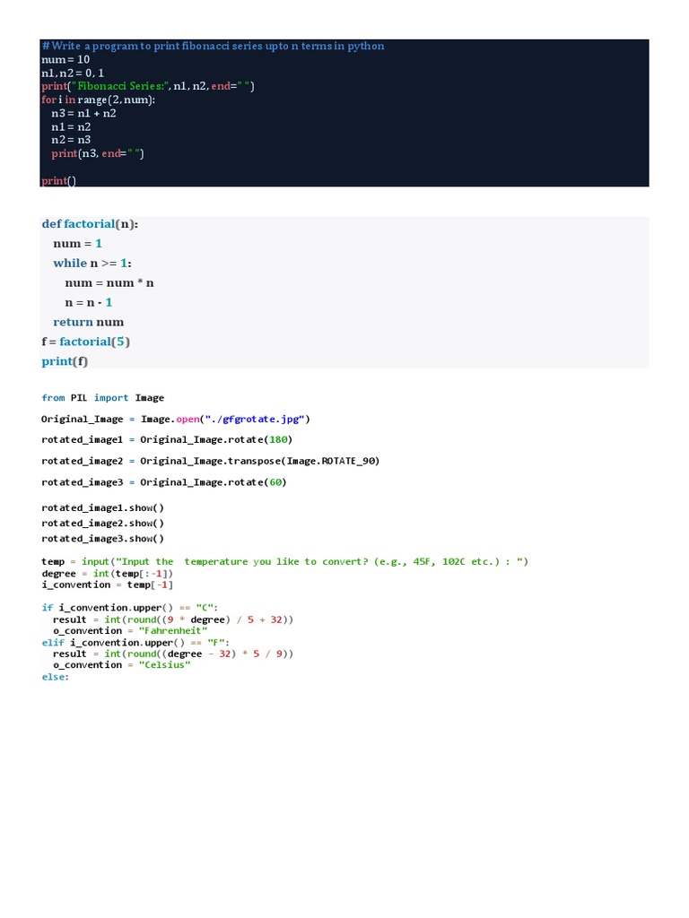 Write A Program To Print Fibonacci Series Upto N Terms in Python | PDF | Teaching Methods ...