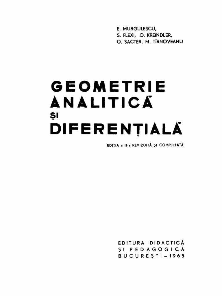 Geometrie Analitica & Diferentiala - E. Murgulescu (1965) | PDF