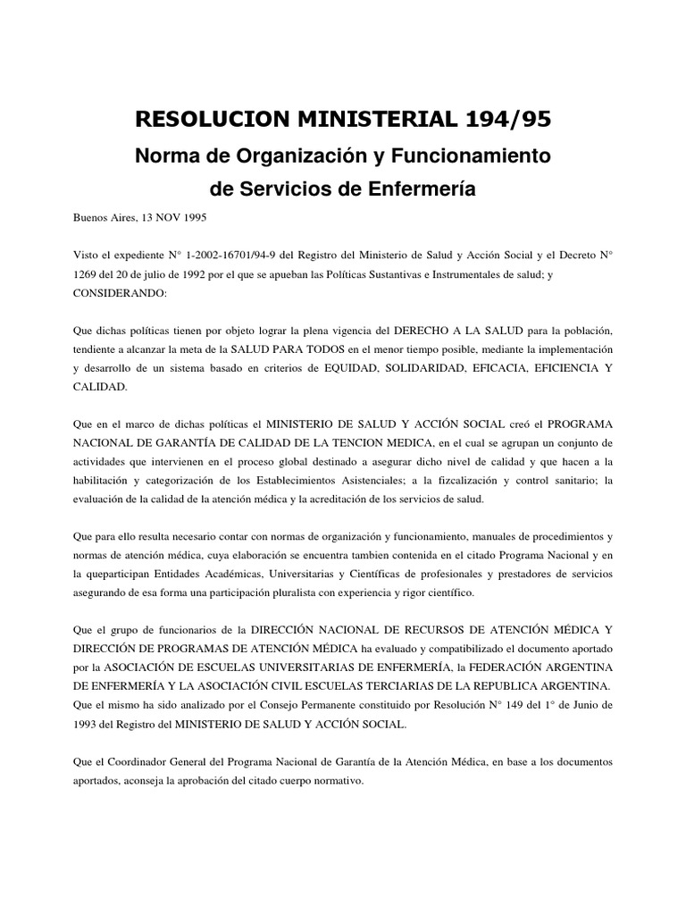 Res 194 - Enfermería | PDF