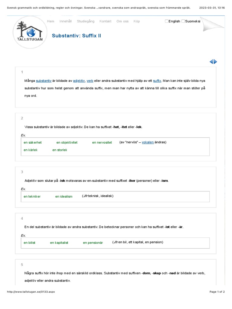 Substantiv Suffix | PDF
