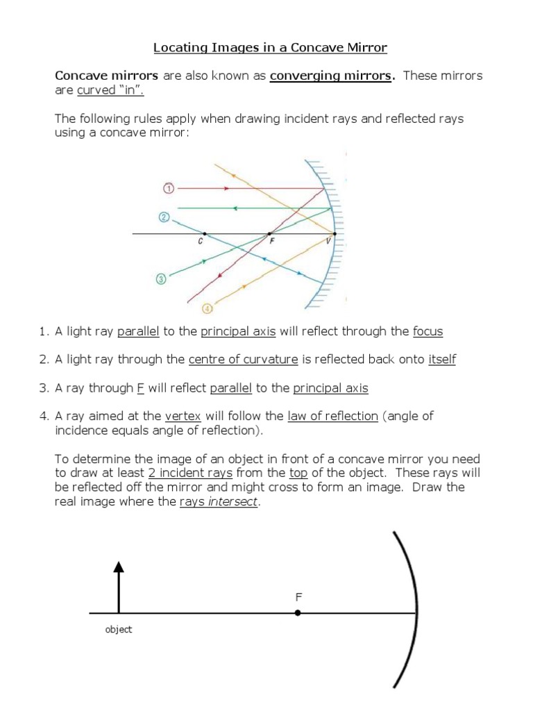 11.9 Images in Curved Mirrors Diagrams Answers | PDF | Mirror | Optics