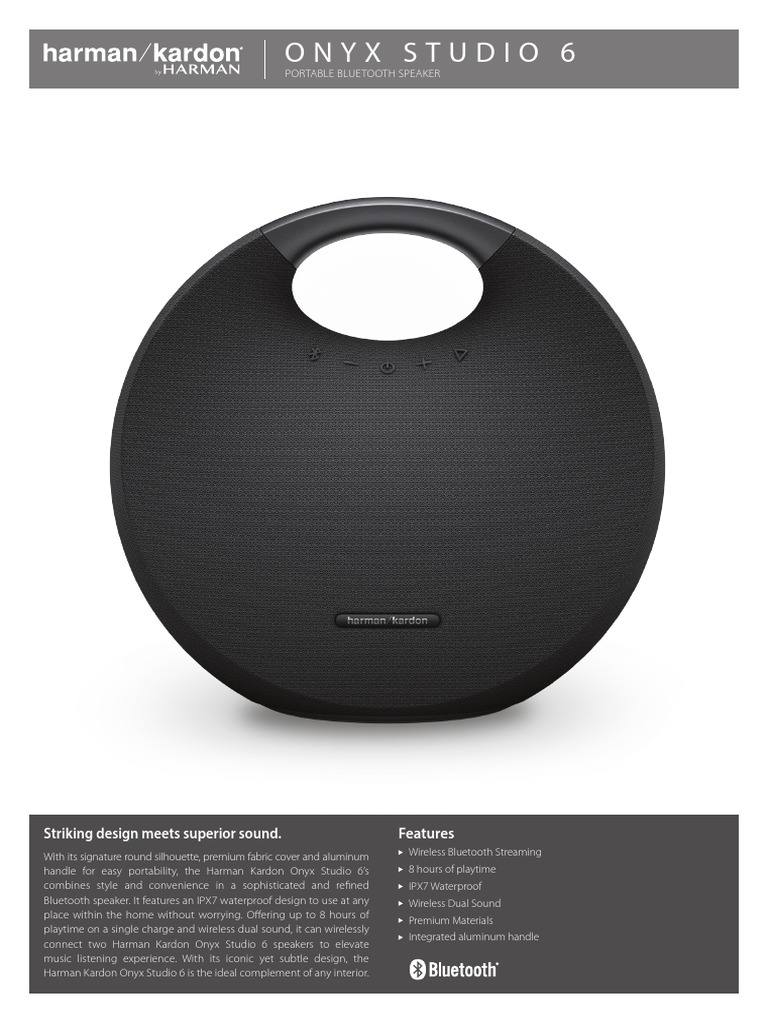 HK Onyx Studio6 SpecSheet English | PDF | Loudspeaker | Bluetooth
