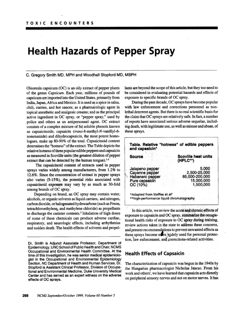 Health Hazards of Pepper Spray | PDF