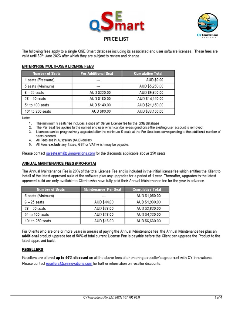QSE Smart Price List | PDF | License | Software