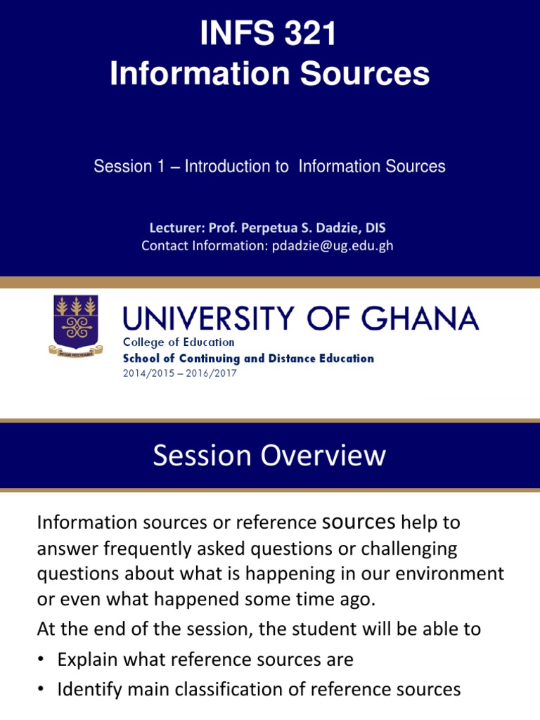INFS 321 Session Slide 1 Intro To Ref Sources | PDF | Primary Sources ...