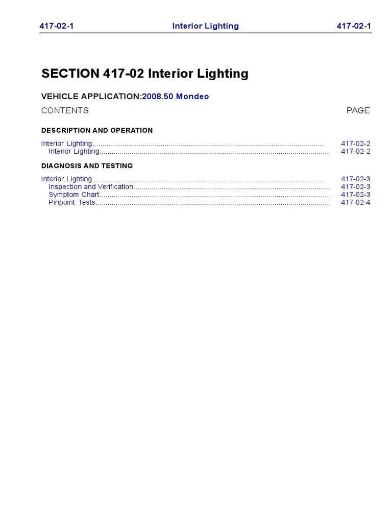 SECTION 417-02 Interior Lighting | PDF | Electrical Resistance And Conductance | Voltage
