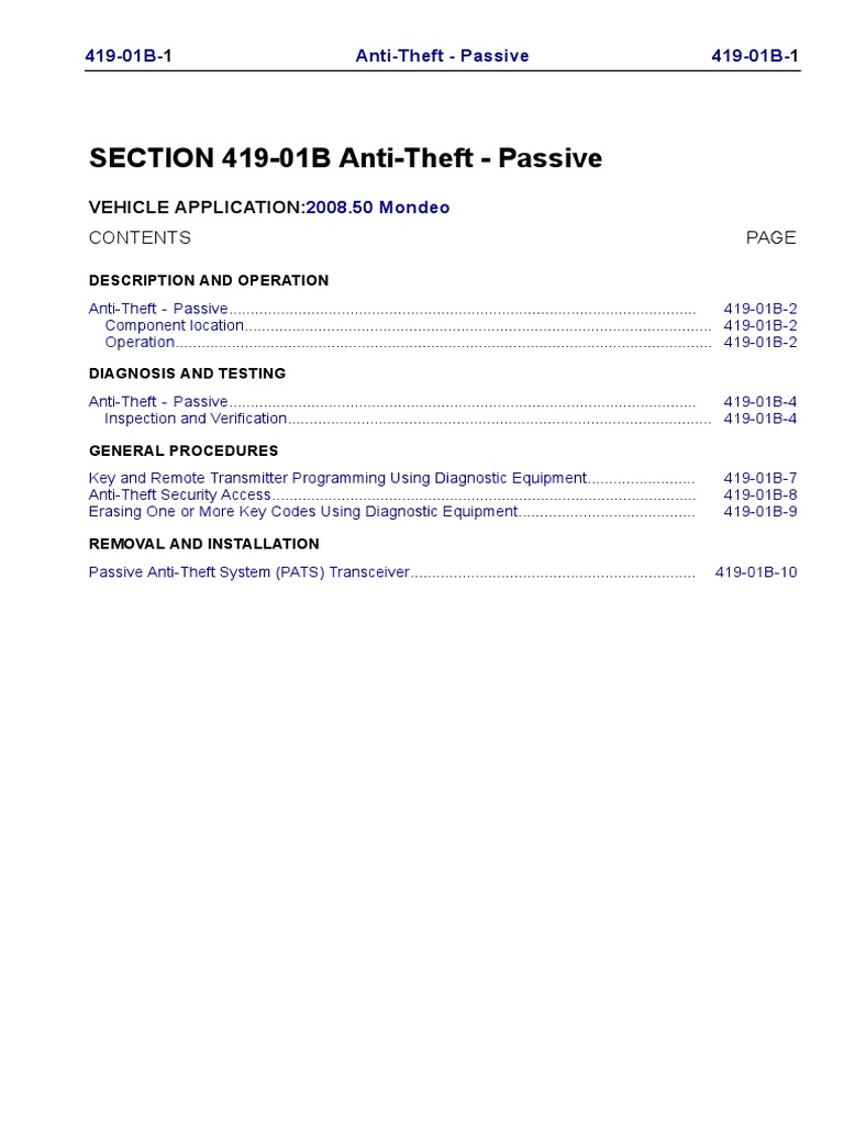 419-01B-Anti-Theft - Passive 419-01B | PDF