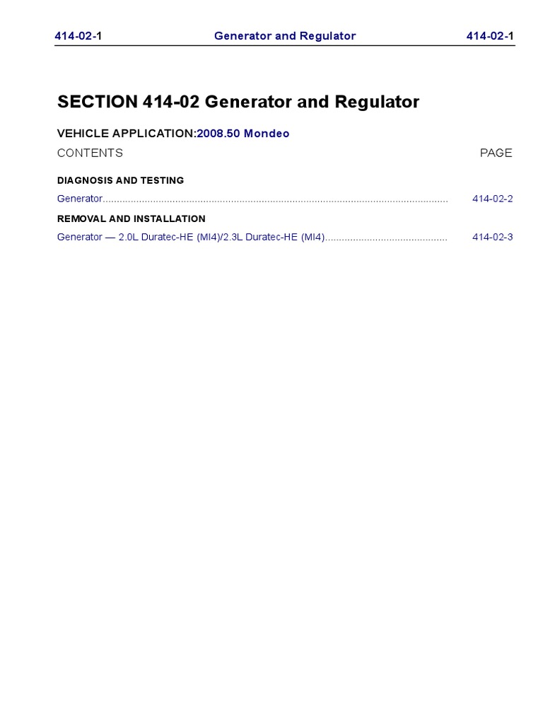 414-02-Generator and Regulator 414-02 | PDF
