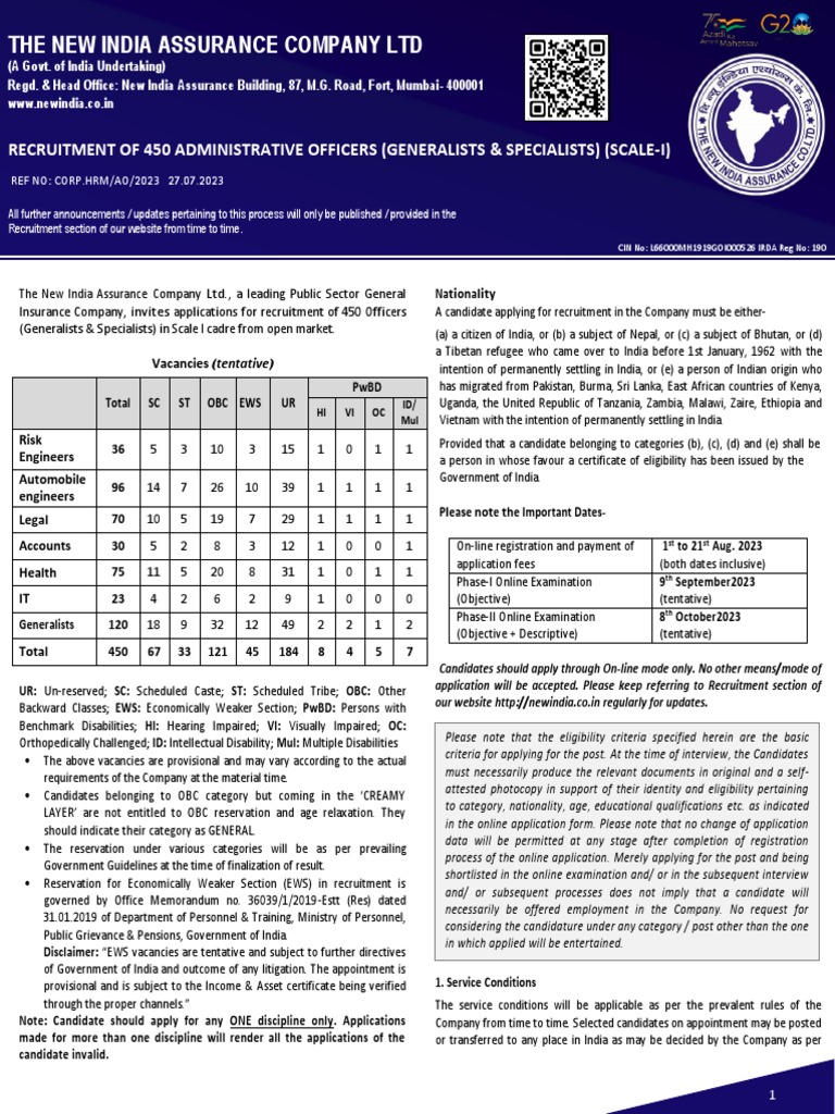 NIACL AO Recruitment 2023 Notification | PDF